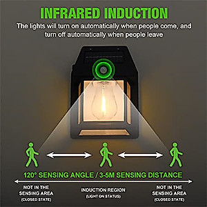 Solar Powered Outdoor Wall Lights, Sunrise and Sunset Motion Sensor, LED Exterior Wall Lights, Warm White Light, Fence, Three Lighting Modes, Exterior Front Porch Security Light Wall Ornament (White)