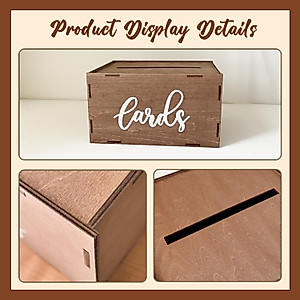 OurWarm Wedding Card Box for Reception, Wood Gift Card Box with Slot, Brown Wooden Envelope Money Box for Rustic Wedding Decor Party Birthday Bridal Shower Baby Shower Graduation Decorations