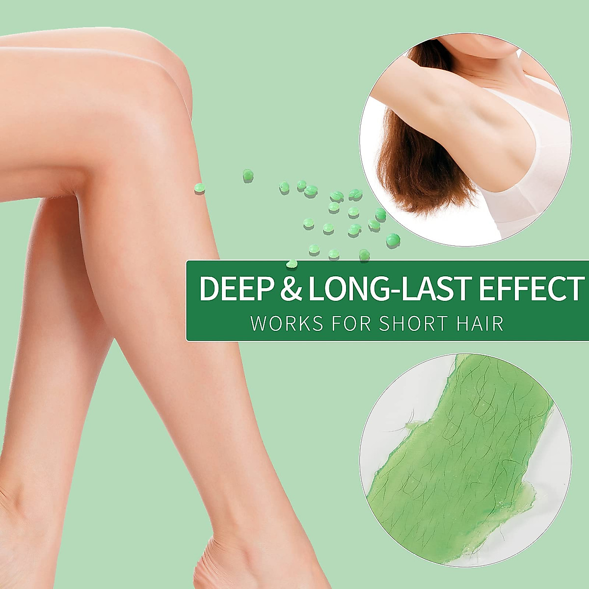 2.2LB/1000g Wax Beads, Hard Wax Beads, Hard Wax Kit for Legs, Underarm, Face, Eyebrow, Bikini, and Brazilian Hair Remover, Women and Men Hair Removal Wax Beans Include 50 Waxing Sticks By Charmonic