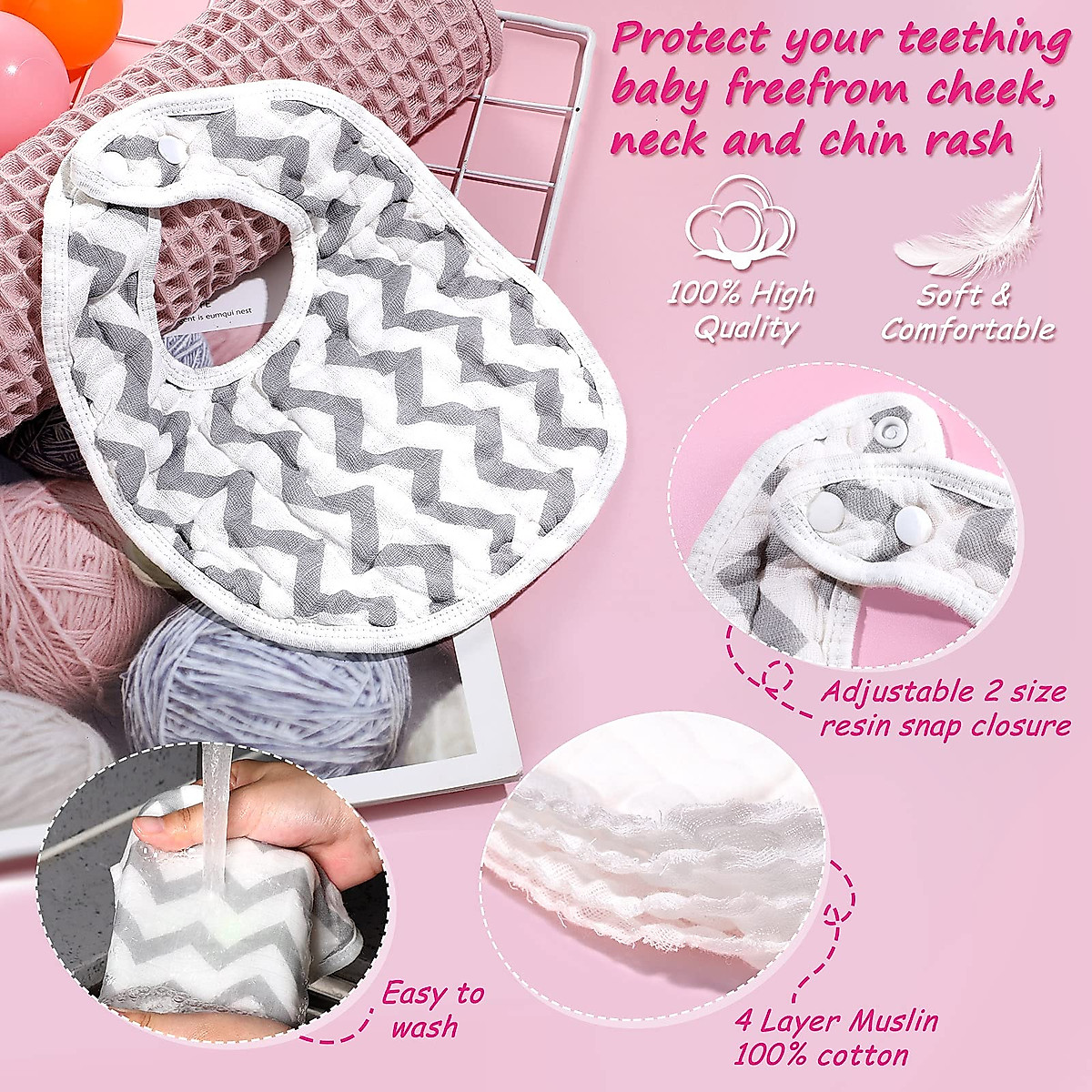 10 Pieces Muslin Bandana Drool Bibs Adjustable Bibs (Clouds Pattern)