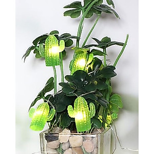Tropical Themed String Lights Decoration, Cactus Succulents 10ft 20 LEDs Cacti Fairy Lights Battery Powered Remote for Desert Texas Cowboy Wreath Bedroom Wedding Home Party Supplies Decor