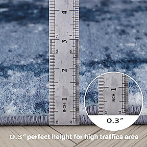 BRICHOEE Modern Washable Area Rug, 2x3 Navy and Grey Small Bath Rug Soft Non-Slip Abstract Entryway Mat, Indoor Floor Mat Accent Carpet for Bathroom Enterance