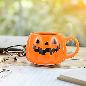 Amosfun Office Decor Pumpkin Ceramics Mug Halloween Coffee Cup Autumn Tea Mug for Family and Friends Thanksgiving Christmas Birthday and Fall Gifts Coffee Mug