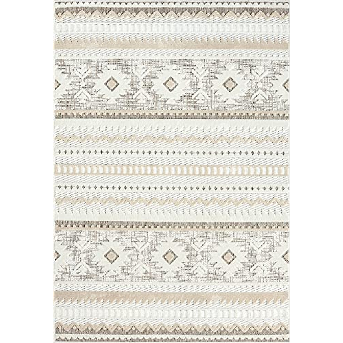 Abani Area Rugs - Modern Tribal Pattern - Cream Rug for Living Room, Bedroom, Dining Room - Indoor/Outdoor - Easy to Clean - Non-Shedding - 8' x 10'