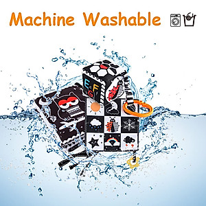 Oarifun 3 in 1 High Contrast Baby Toys 0-3 Months for Newborn, Montessori Tummy Time Toys Sensory Crinkle Toys for Brain Development, Soft Book Toys for Babies Girls Boys Baby Toys