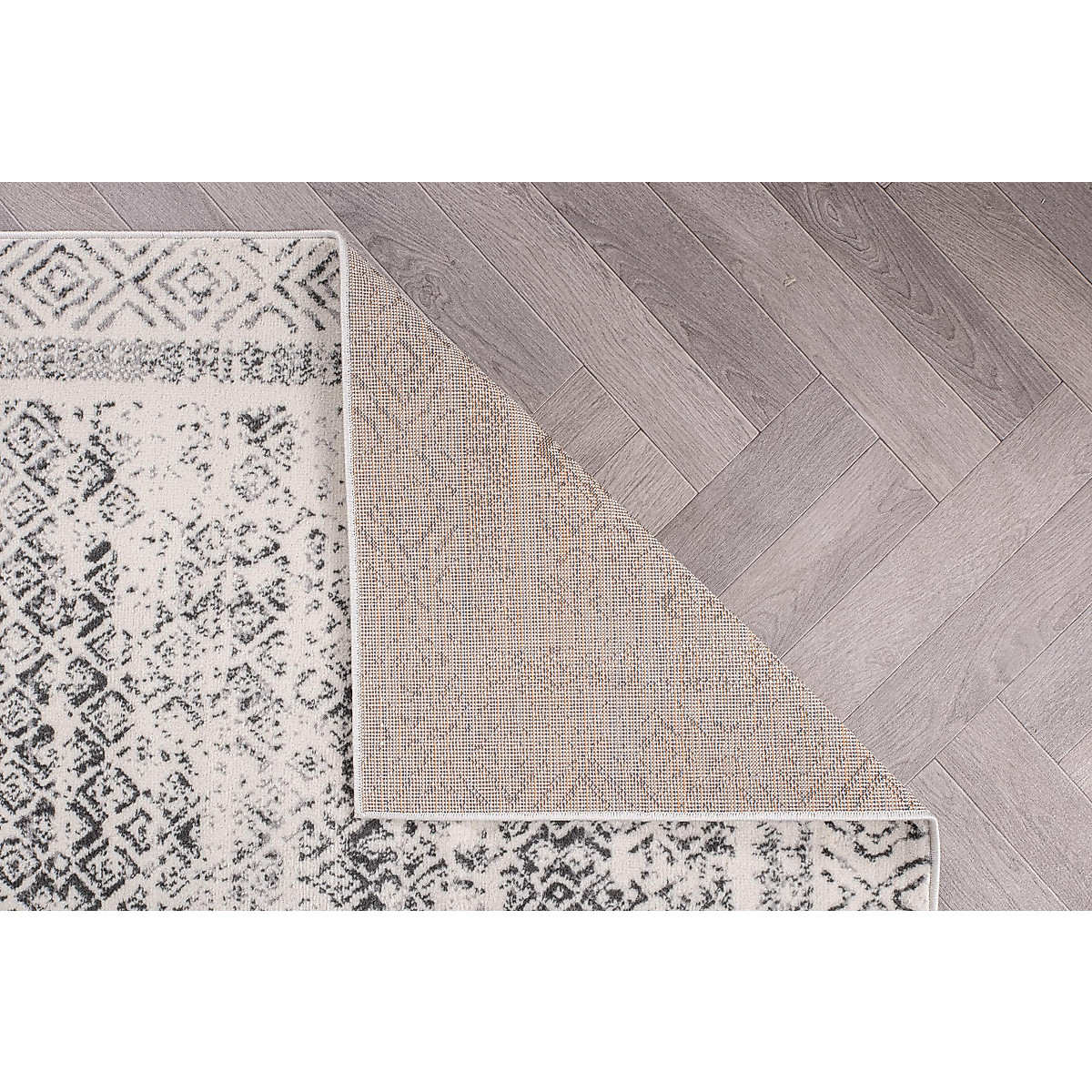 Rugshop Distressed Bohemian Border Stain Resistant Soft Area Rug 7' 10" x 10' Gray