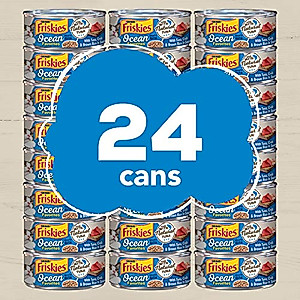 Friskies Purina Natural Wet Cat Food, Ocean Favorites Meaty Bits with Tuna, Crab & Brown Rice - (24) 5.5 oz. Cans