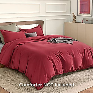 Bedsure Burgundy Red Duvet Cover Queen Size - Soft Brushed Microfiber Duvet Cover for Kids with Zipper Closure, 3 Pieces, Include 1 Duvet Cover (90"x90") & 2 Pillow Shams, NO Comforter