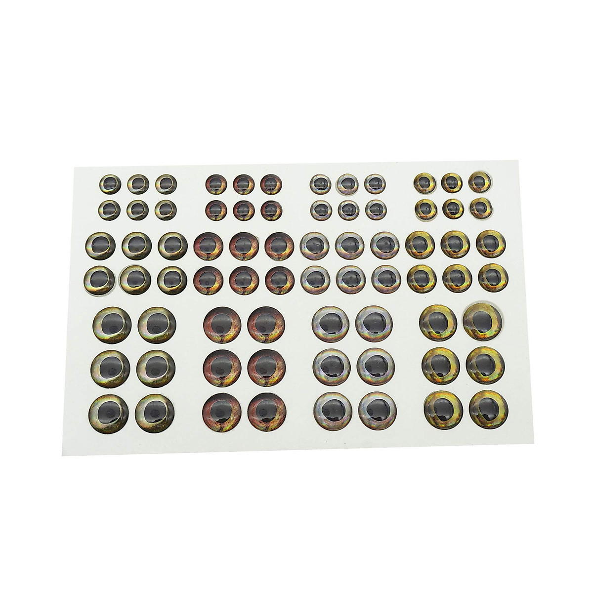HTHYLURE 216 PCS Fishing Lure Eye Self Stick Lizard Reptile 3D 4D Eye Fly Tying Variety Simulation Making Fly Tying Fake Fish Eyes Artificial Holographic Fake Eyes 72PCS/Set with 3 Set 6mm
