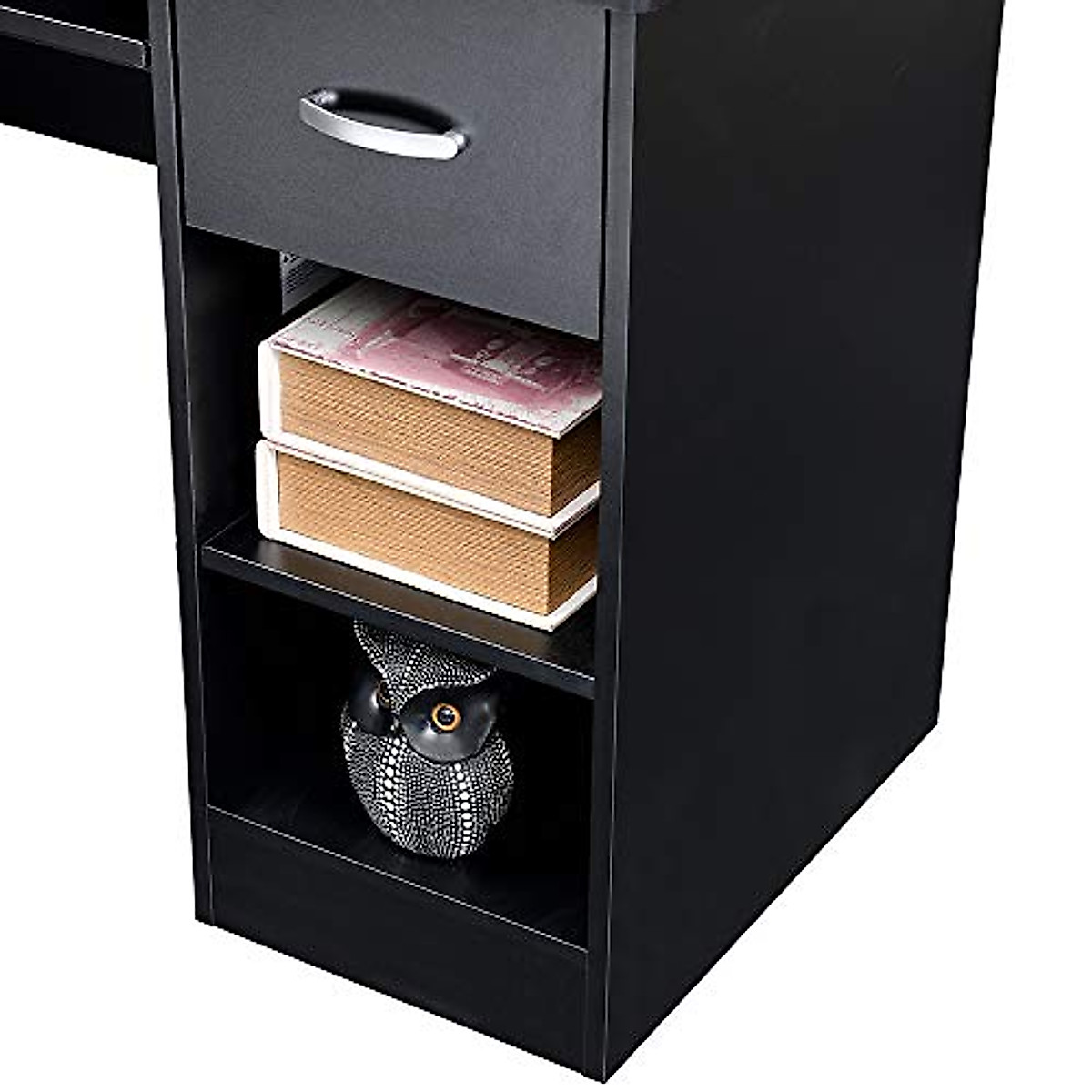 ROCKPOINT Axess Black Computer Keyboard Tray and Drawer Small Home Office Bedroom, Homework and School Studying Writing Desk for Student with Storage