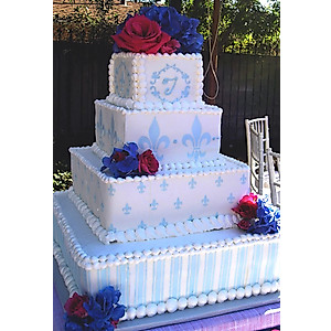 Designer Stencils Fleur De Lis Cake Stencil Motif, Beige/Semi-Transparent, 4 X 2, 3 X 2, 2 X 1.3, 1 X 0.7