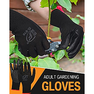 Potchen 72 Pairs Gardening Work Gloves Bulk for Men Women, Rubber Coated Black Garden Multipack Safety Construction Glove, 144 Count (Pack of 1)