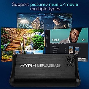 1080P USB3.0 HDMI Media Player Support 2.5" SATA HDD with HDMI/AV/Coaxial Output, Portable MP4 Player for Videos/Music/Photos from USB Drive/SD Card/Internal or External HDD
