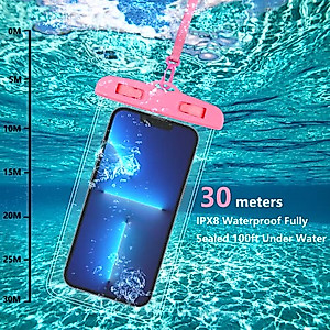 VAKS Waterproof Phone Pouch 2-Pack Universal Cellphone Waterproof Underwater Case Dry Bag for iPhone 13 12 11 Pro Max Xs Max XS X XR Samsung Galaxy Google Pixel Up to 6.9",Black+Pink