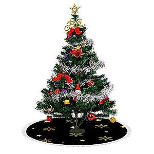 Dream Bay Christmas Tree Skirt,﻿Star Christmas Tree Mat for Xmas Party Decoration 36x36 Inches