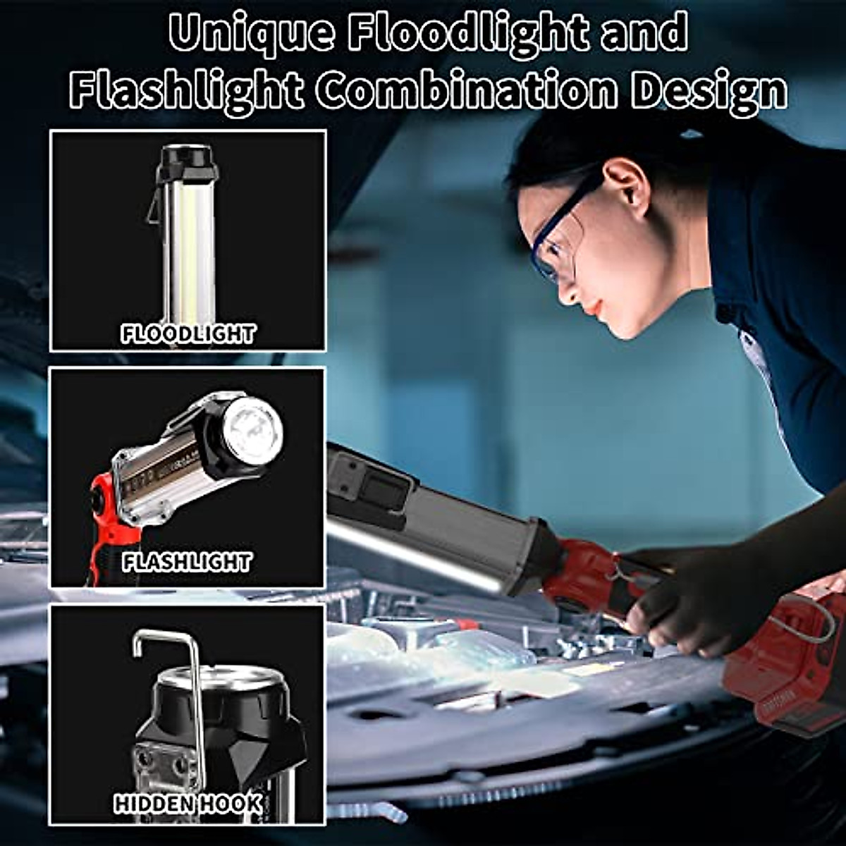 Taingwei 2000LM LED Work Light for Craftsman V20 Battery, 25W Flashlight for Camping, Car Repairing, Emergency and Job Site Lighting