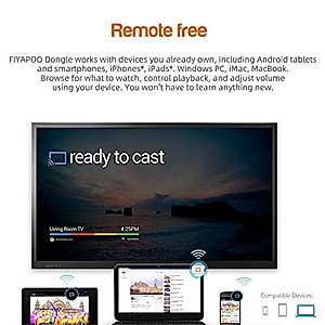 FIYAPOO Wireless Display Dongle 4K, WiFi HDMI Display Receiver, Miracast Airplay Dongle Adapter Screen Mirroring from Phone/Pad to TV/Projector, Support Miracast DLNA AirPlay Netflix