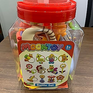 MOONTOY 12pcs Baby Rattles Set Teether Toys for Babies 0-6 Months Infant Christmas Stocking Stuffers Gifts, Baby Toys 6-12 Months Teething Toys 3-6 Months Newborn Boy Girl 0 1 2 3 4 5 6 7 8 9 10 Month