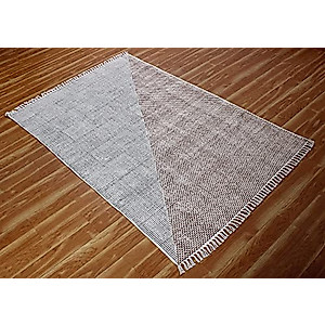 Casavani Hand Block Printed Cotton Dhurrie Abstract Brown & Black Area Rug Doormat Floor Rug Indoor Area Rugs for Bedroom Living Room Laundry Room 4x6 Feet