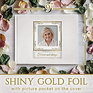 White Pattern Funeral Guest Book , Hardcover Funeral Guest Book for Memorial Service , Memorial Guest Book with Photo Slot , Memorial Service Guest Book 104 Pages , Funeral Guest Celebration of Life