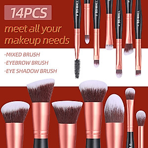 BS-MALL Makeup Brushes Stand Up Premium Synthetic Foundation Powder Concealers Eye Shadows (14Black)