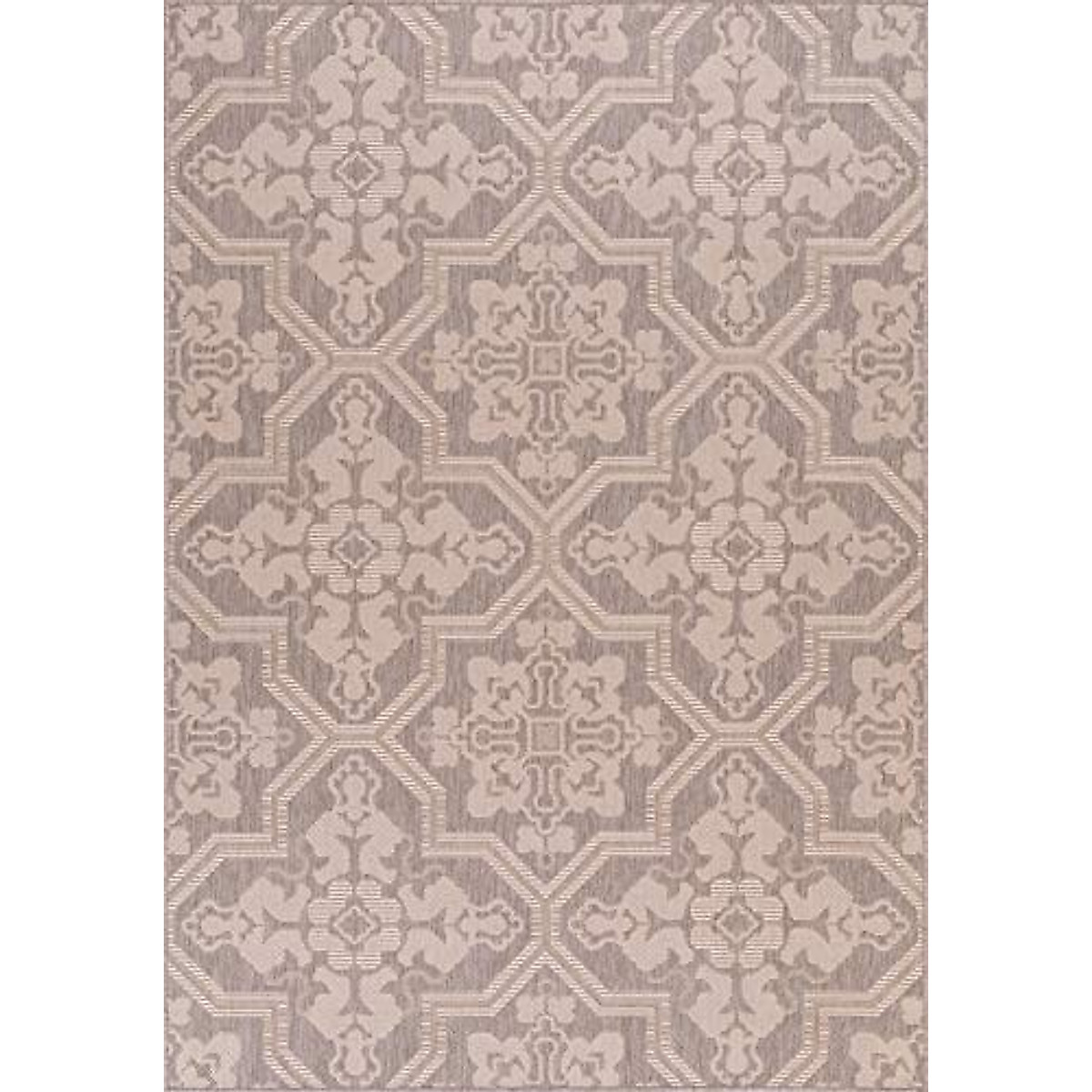 HOMEGNOME Indoor Outdoor Portico Area Rug (8'x10', Silver Grey)