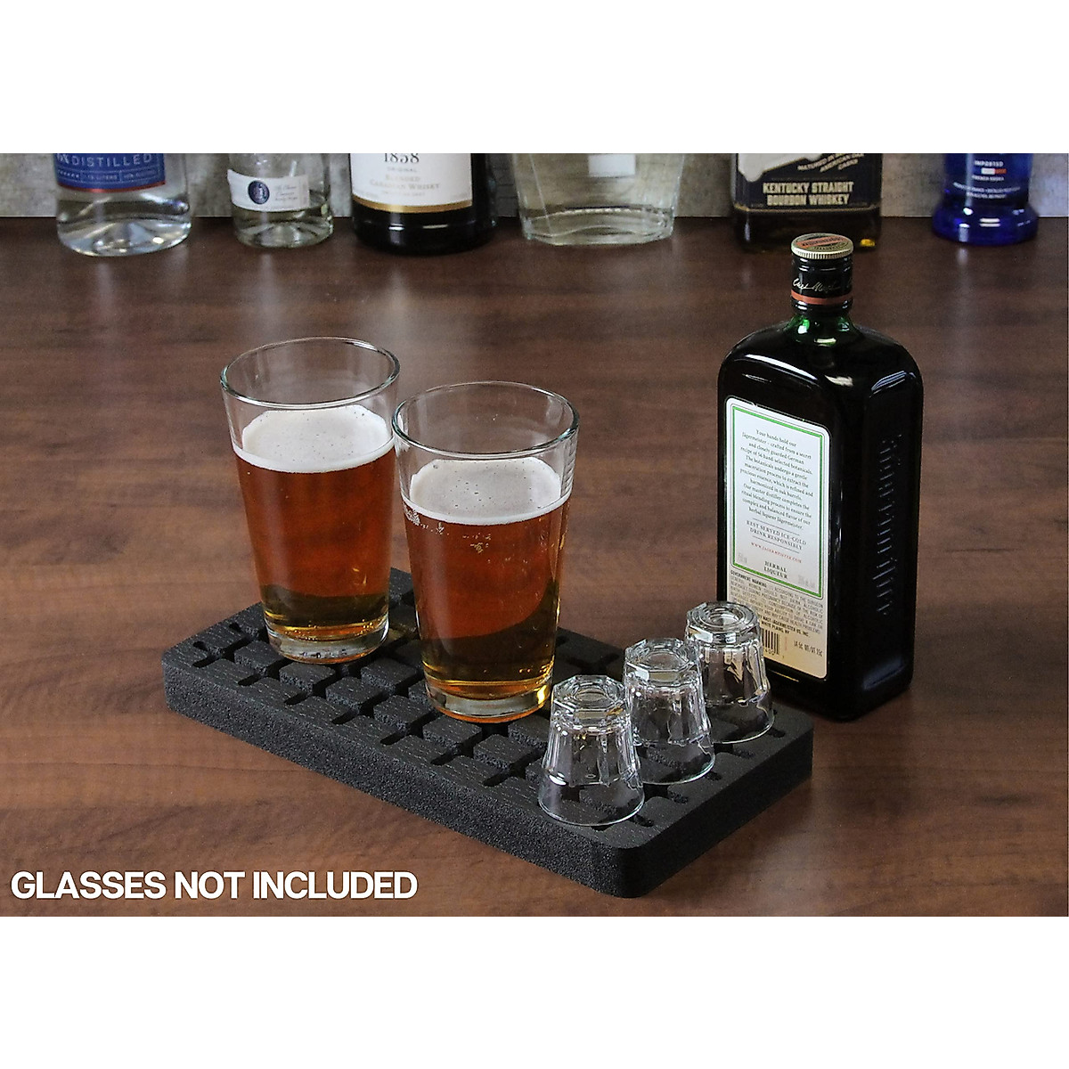Polar Whale Bar Mat Durable Black Foam Modern Drip Spill Tray for Bar Home Kitchen Club Party Serving Rack Cocktail Professional Drink Mixing Bartender Service Non-Slip Non-Scratch 12 x 6 Inches