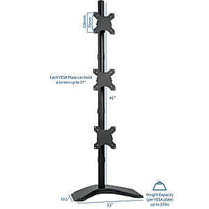 VIVO Triple Vertical LCD Monitor Height Adjustable Desk Mount Stand for 3 Screens up to 27 inches STAND-V003D