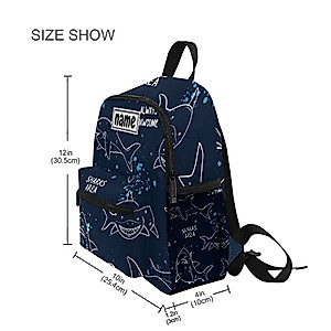 Glaphy Custom Kid's Name Backpack, Cartoon Sharks Cute Toddler Backpack for Daycare Travel Personalized Name Preschool Bookbag for Boys Girls