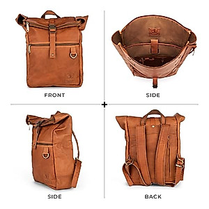 BERLINER BAGS Vintage Genuine Leather Backpack Utrecht M, Laptop Backpack, Travel Backpack for Women and Men - Brown