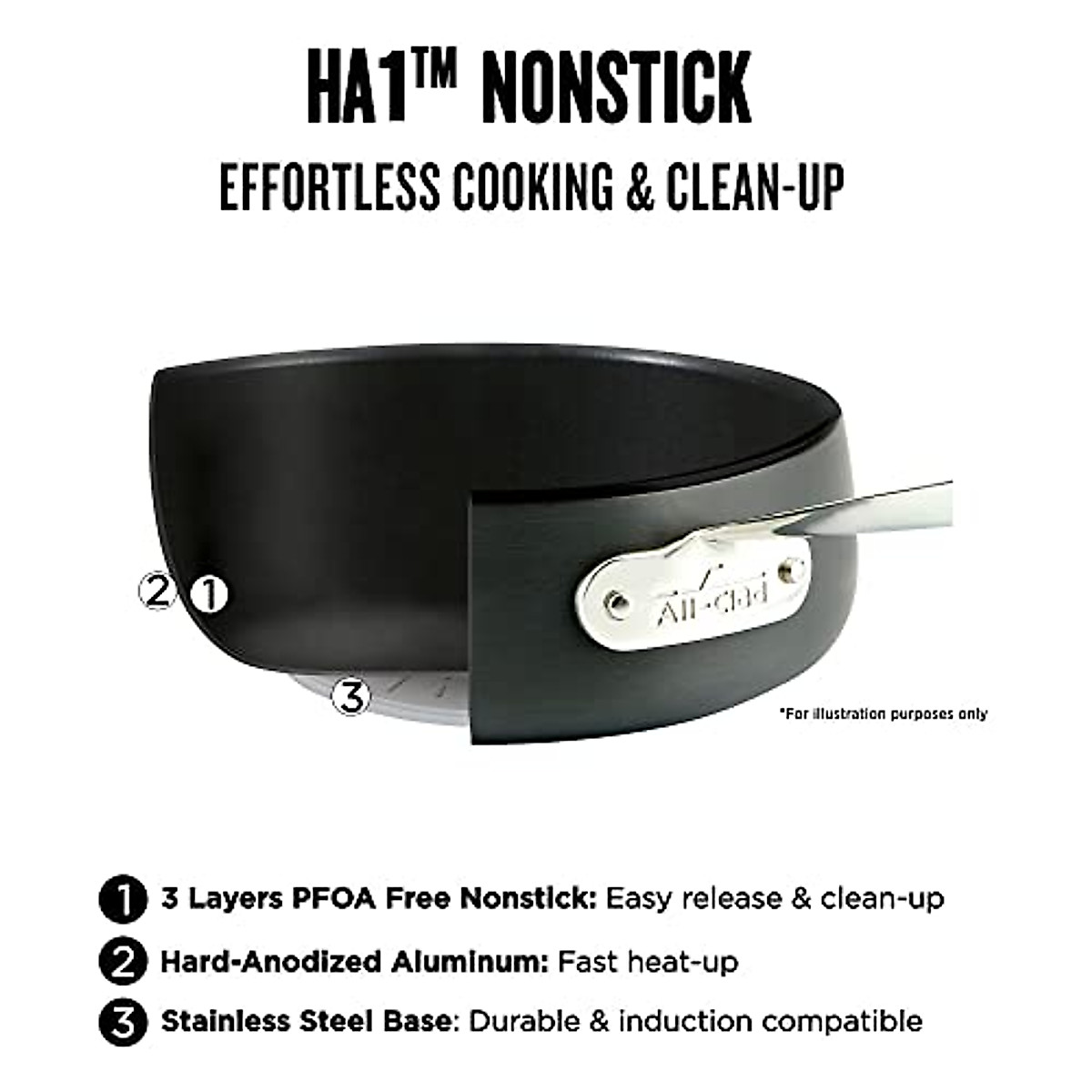 All-Clad HA1 Hard Anodized Nonstick 4 Piece Dutch Oven Set, Acacia Trivet and Spoon 6 Quart Induction Pots and Pans, Cookware Black