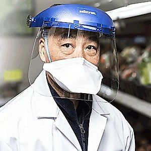Sellstrom Single Crown Safety Face Shield with Ratchet Headgear, Clear Tint, Uncoated, Blue, 8" x 12" x .040, S39110