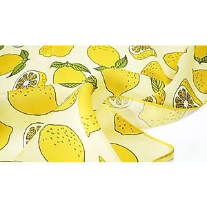 GERINLY Womens Neckerchief - Yellow Lemon Print Square Hair Scarf Headband Cute Bandana Bag Handle Wrap (Pale Yellow)