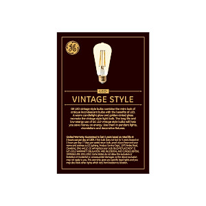 GE Lighting Vintage Edison Style LED Light Bulbs, 6 Watts (60 Watt Equivalent) Warm Candle Light, Amber Glass, Medium Base, Dimmable (2 Pack)