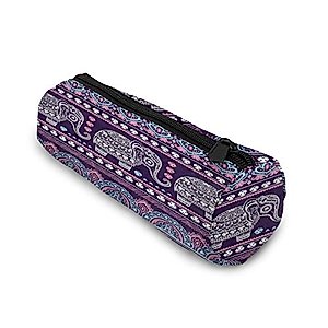 Aieefun Tribal Ethnic Elephant Cylinder Pencil Case Holder Zipper Large Capacity Pen Bag Pouch Stationery Cosmetic Makeup Bag