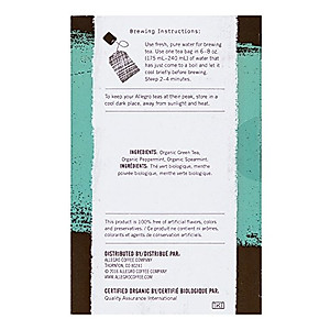 Allegro Tea, Organic Northwest Minty Green Tea Bags, 20 ct