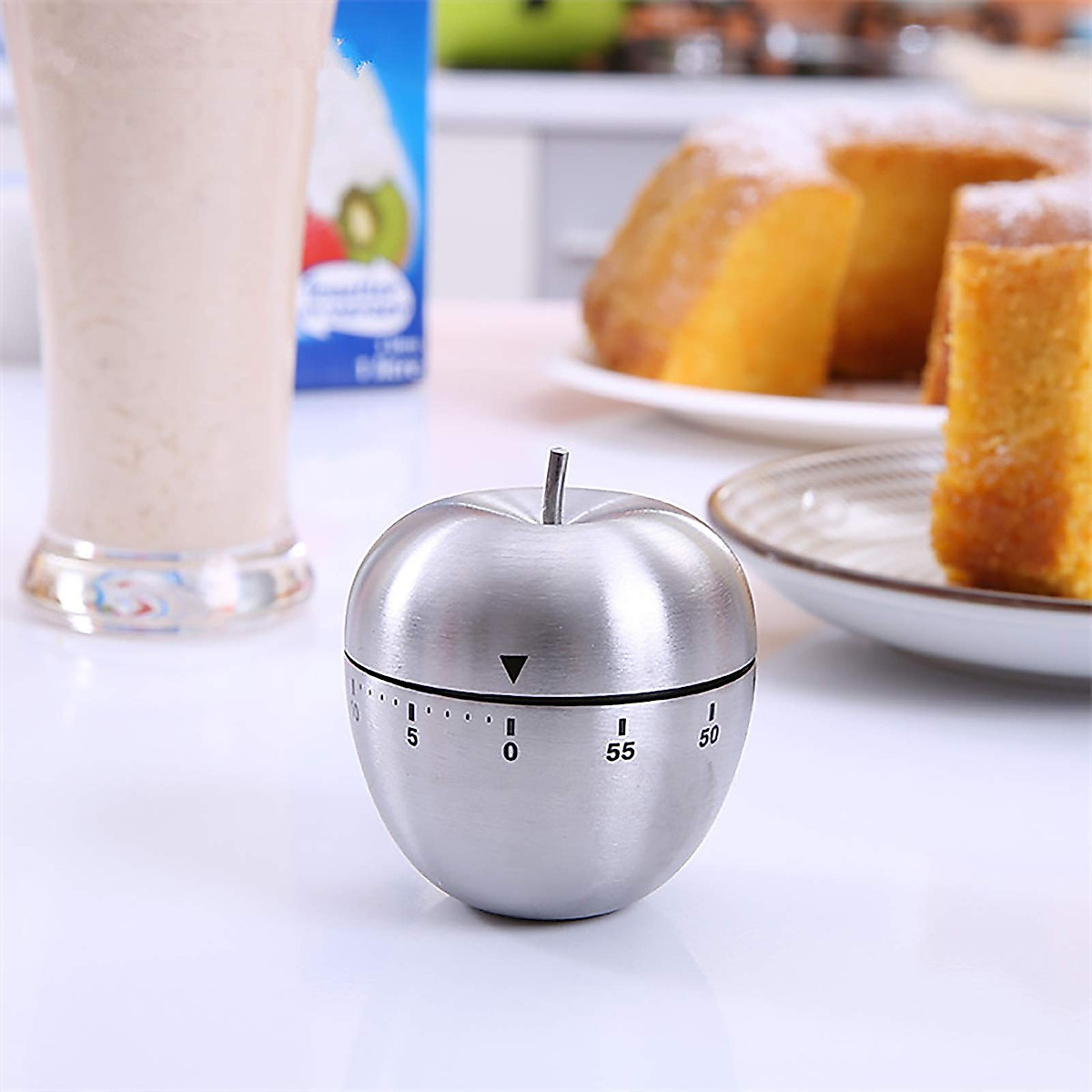 UD Apple Kitchen Timer Cute Manual, Stainless Steel Metal Mechanical Visual Countdown Cooking Timer with Loud Alarm for Kitchen Cooking Baking Sports Kids (Apple), A003