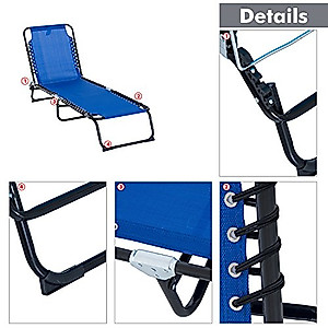 Outsunny Folding Chaise Lounge Pool Chairs, Outdoor Sun Tanning Chairs, Folding, Reclining Back, Steel Frame & Breathable Mesh for Beach, Yard, Patio, Dark Blue