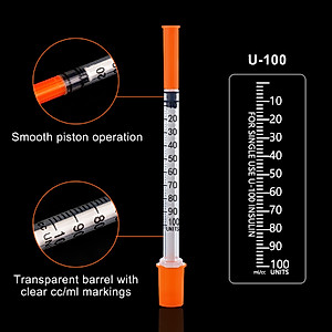 31g 1cc 5/16 Inch-8mm Syringes Compatible U-100 Accurate Measuring for Liquid Individually Sealed Packaging (Pack of 20)