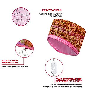 VICARKO Hair Steamer Thermal Heat Cap Deep Conditioning Natural Black Hair Scalp Treatment Spa Hot Head Care Electric for Home Use Orange Glittery