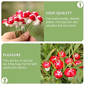DOITOOL 50pcs Mini Foam Mushroom for Garden Ornament Flower Pots Bonsai Micro Landscape Decor (Red)