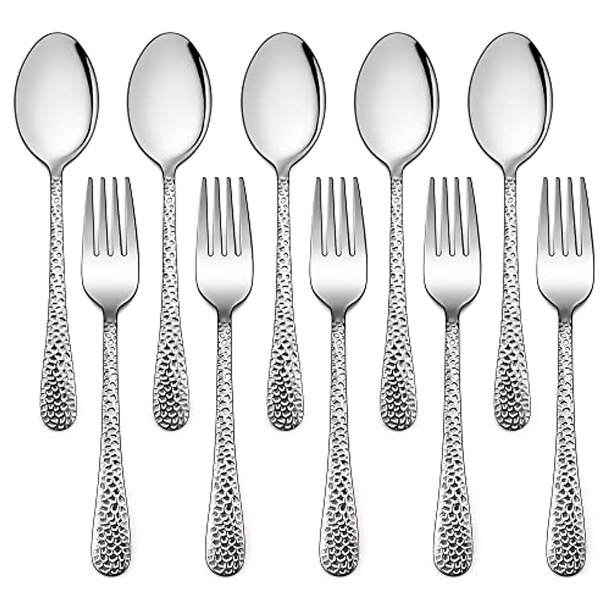 LIANYU 10-Piece Kids Silverware Set, Includes 5 Kid Spoons, 5 Kid Forks, Stainless Steel Toddler Utensils Children Flatware Set, Child Preschooler Cutlery Set, Dishwasher Safe