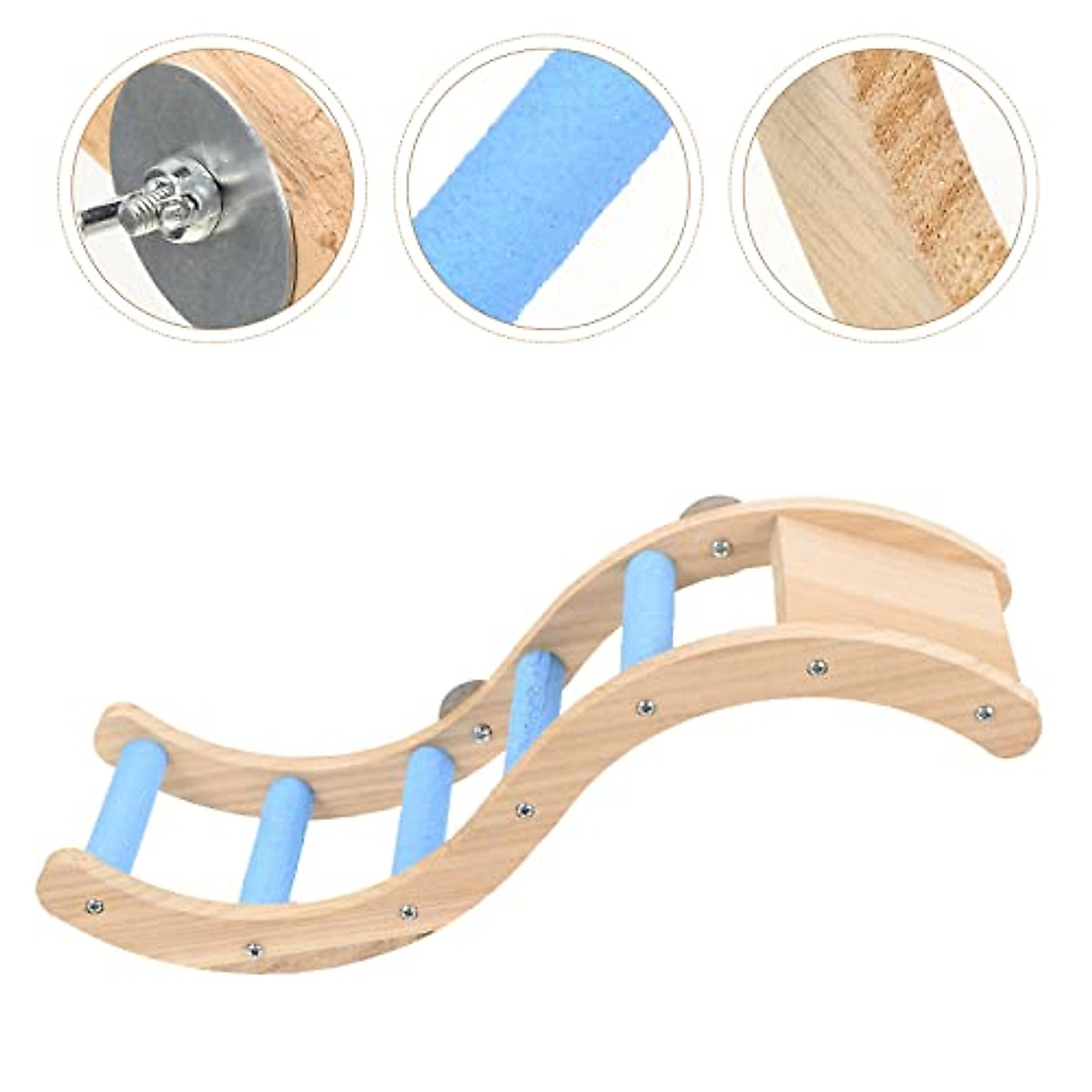 PATKAW Wooden Bird Ladder Toy Natural Wood Step Ladder Climbing Toys Bird Cage Accessories for Parakeets Parrots Cockatoo Lovebirds