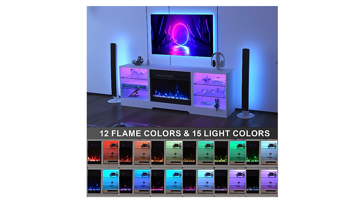 COCO DESIGN Electric Fireplace TV Stand for 75" TVs - LED