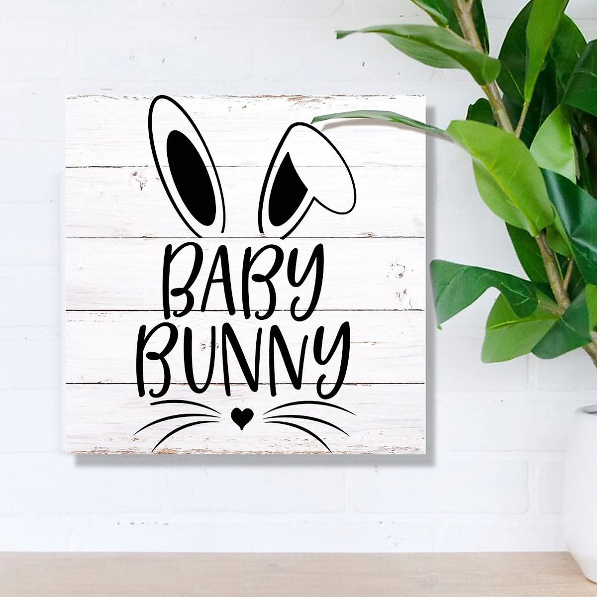 Swavecat Wall Decor Wood Sign Sweet Family Easter Rabbit Sign Easter Family Bunny Baby Wood Wall Signs Happy Easter Eggs Bunny Wood Sign for Living Room 12x12in Easter Gift to Kid Children