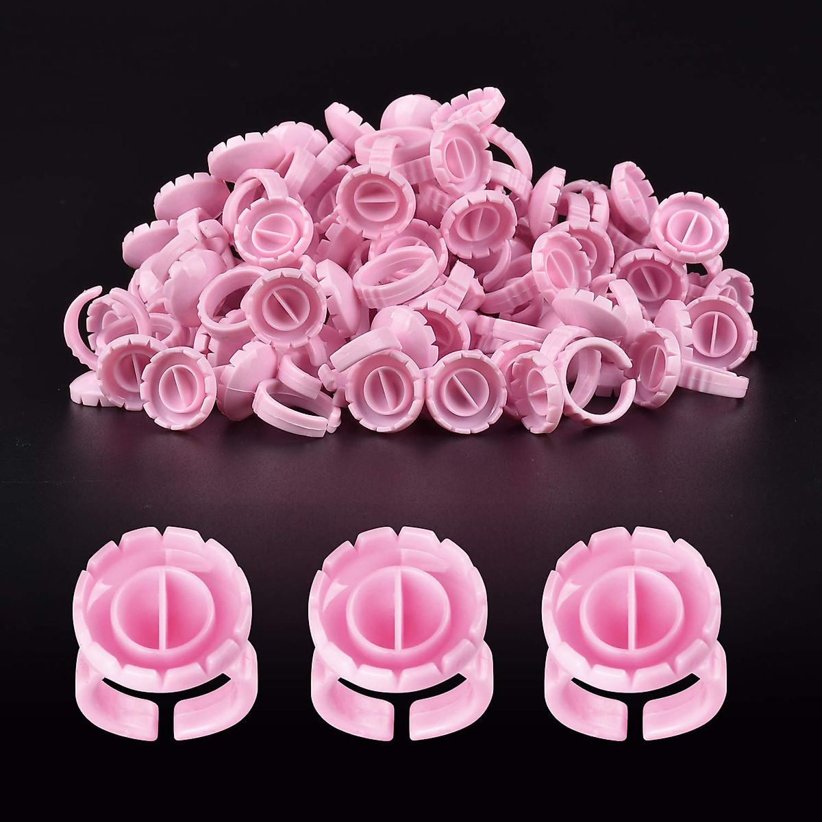 MEKK Glue Rings 100PCS Glue Rings for Eyelash Extension Lash Extension Supplies Disposable Lash Extension Supplies Fanning Blossom Cups for Eyelash Extension(Pink)…
