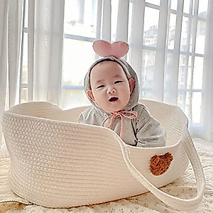 Baby Sleeping Basket, Foldable Safety Baby Carry Basket Portable Newborn Carrying Basket (White)