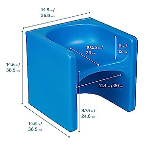 ECR4Kids Tri-Me 3-in-1 Cube Chair, Kids Furniture, Blue, 4-Piece