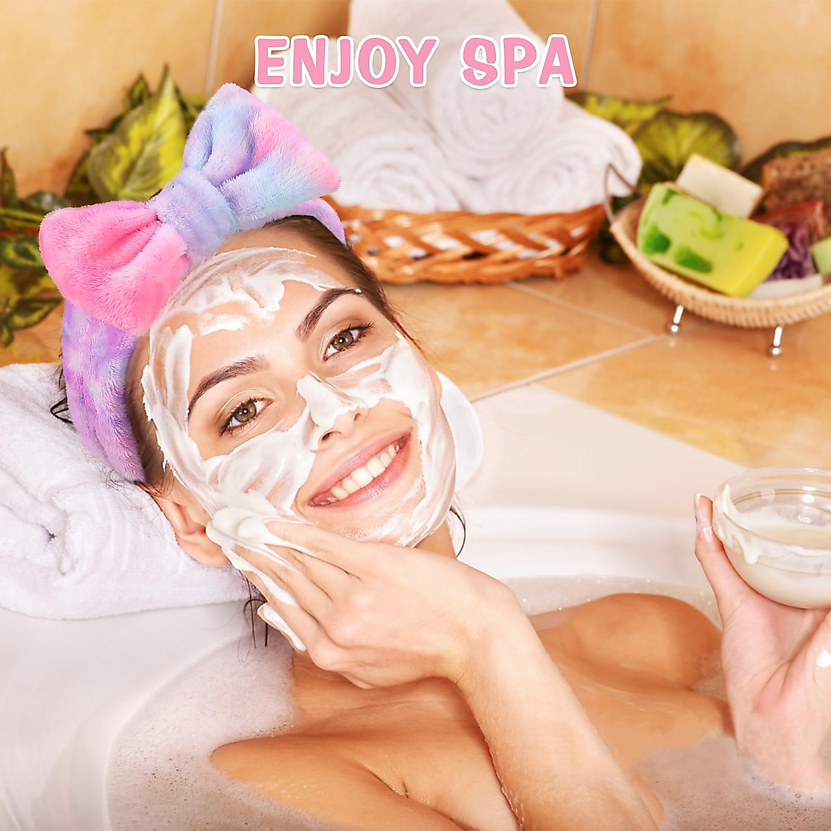 UMIKU 8 Pack Women's Soft Coral Fleece Headbands - Makeup Headwraps with Bow, Head Wraps for Facial Washing, Skincare, and Spa Gifts or Party Favors