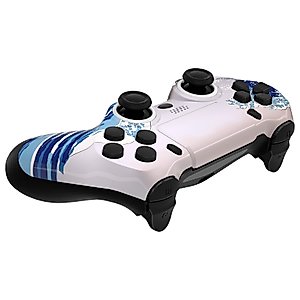 eXtremeRate The Great Wave Ghost Replacement Faceplate Touchpad Cover, Redesigned Housing Shell Case Touch Pad Compatible with PS4 Slim Pro Controller JDM-040/050/055 - Controller NOT Included